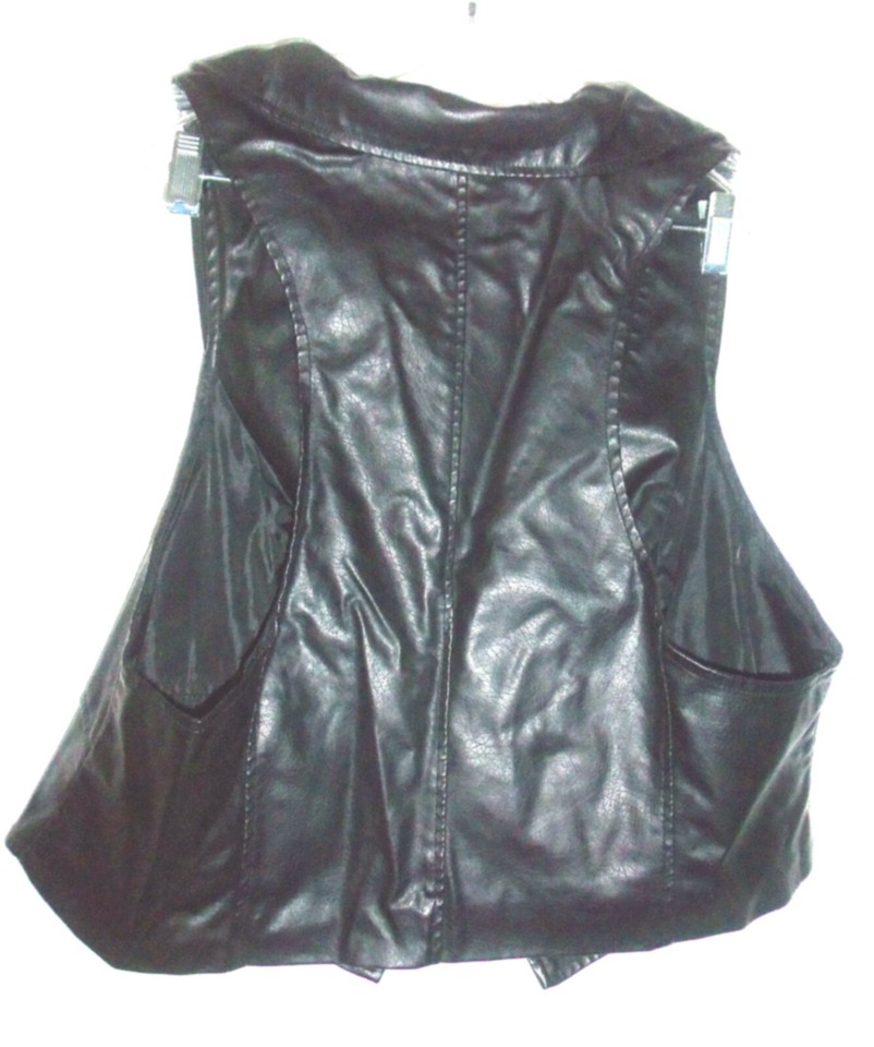 New Look Black Faux Leather One Button Round Lapel Bolero Vest Plus ...
