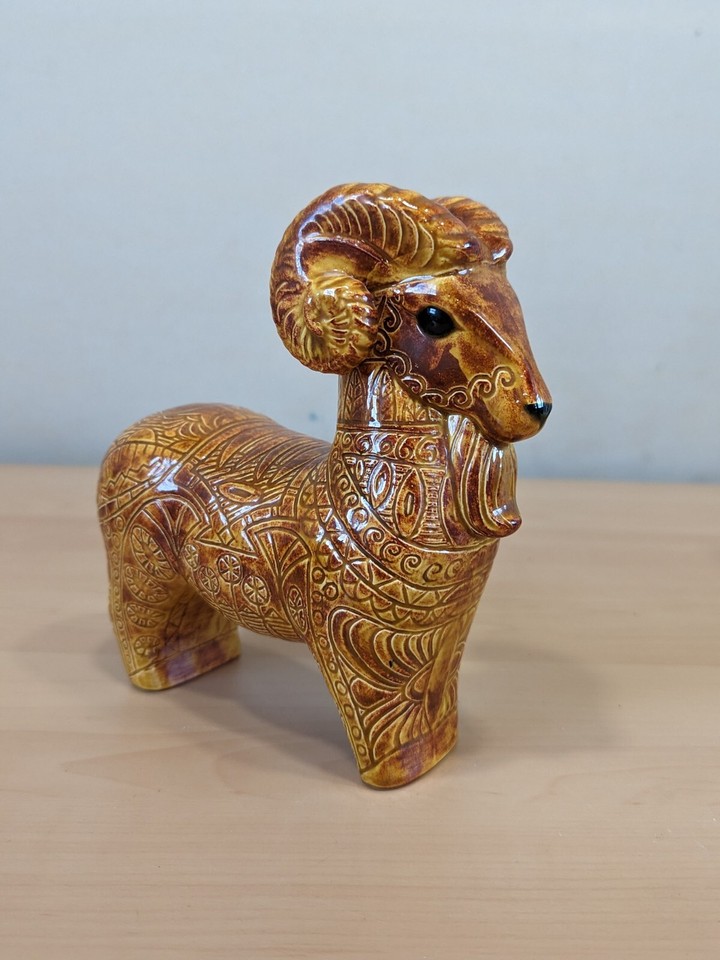 Mid Century Modern Glazed Ceramic RAM figurine Italian/ Danish? Bitossi ...