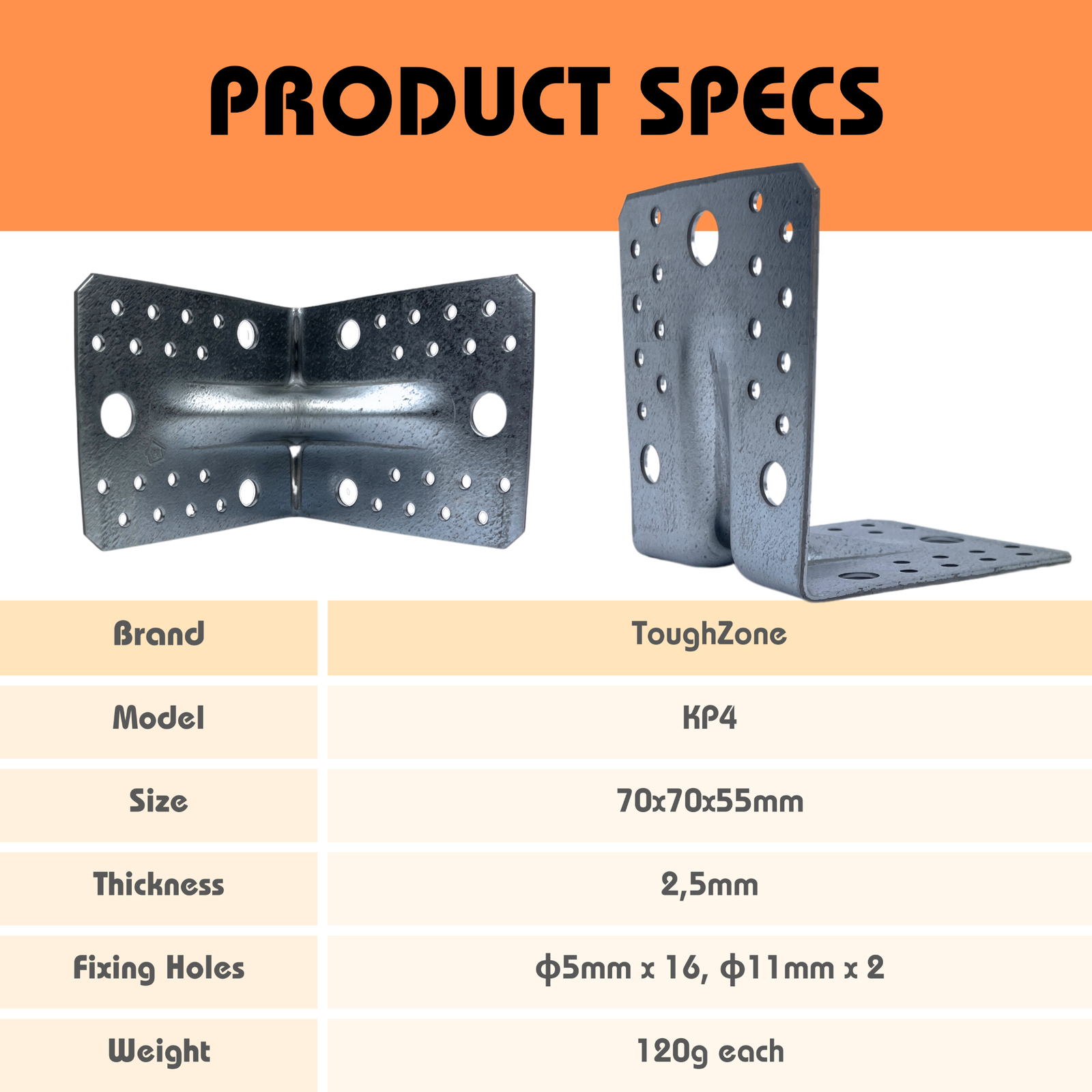 HEAVY DUTY Galvanized Steel Corner Brackets Reinforced Angle Braces ...