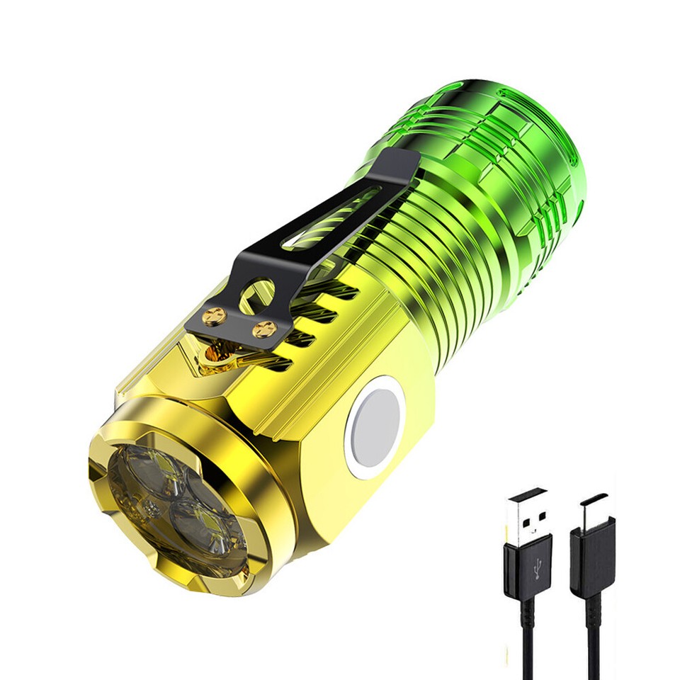 Mini Super Bright LED Flashlight Keychain Pocket Torch USB-Rechargeable ...