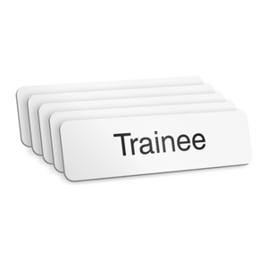 Trainee Badges - White Aluminium - Pin Fitting - 70 x 20mm (Pack of 5 ...