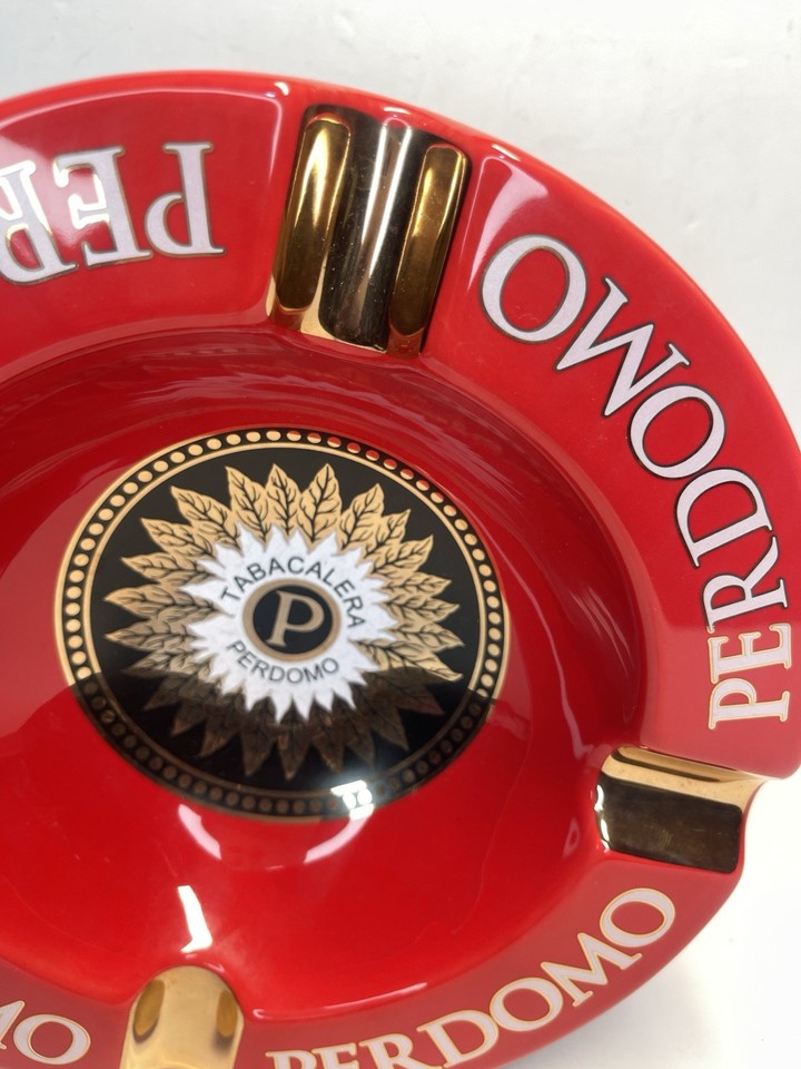 Perdomo Red and Gold Ceramic Large Cigar Ashtray 9" Diameter | eBay