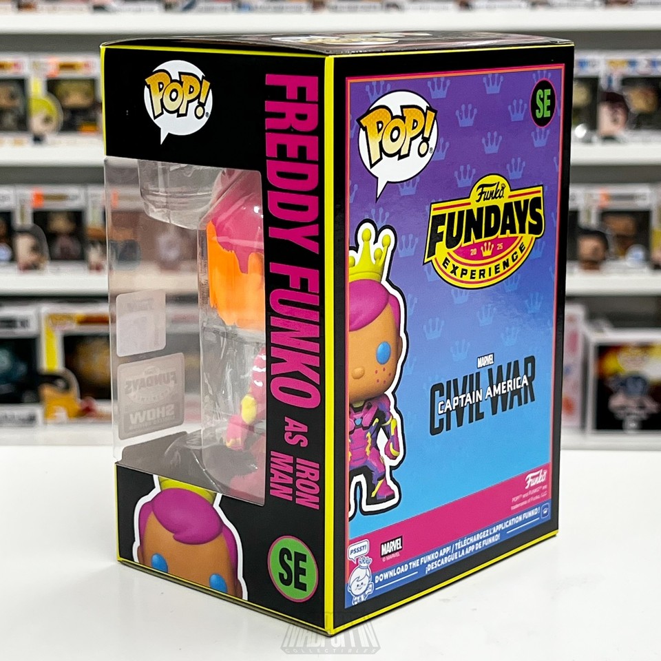 Funko Pop Fundays 2025 Freddy as Iron Man Blacklight Marvel Civil War ...