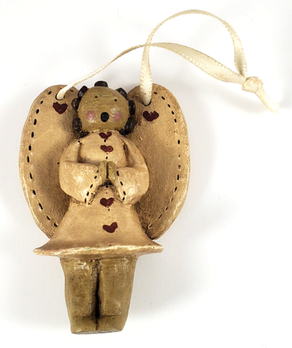 VTG 1993 Gail Laura Angel Hearts Folk Art Handcrafted Signed Christmas ...