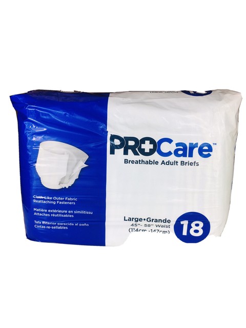 Procare Breathable Adult Briefs Diapers Size Large 18 Count for sale ...