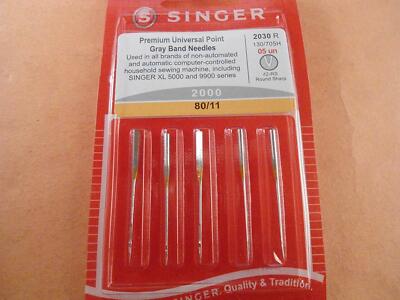 Genuine Singer Gray Band Universal Point Needles - Size 80/11 -Type ...
