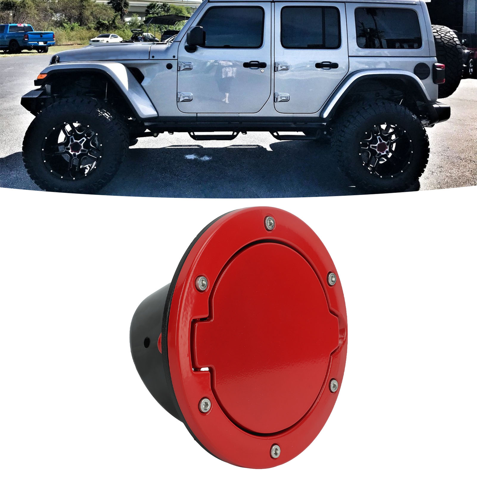 Fuel Tank Cap Red Gas Cap Cover With Red Powder Coating Replacement For ...