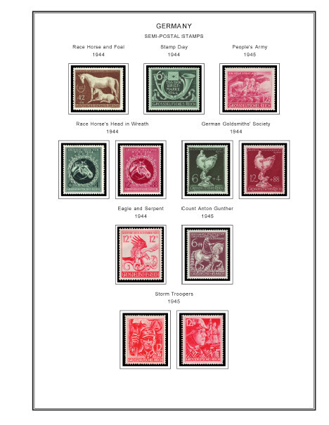 COLOR PRINTED GERMANY III REICH 1933-1945 STAMP ALBUM PAGES (43 illustr ...