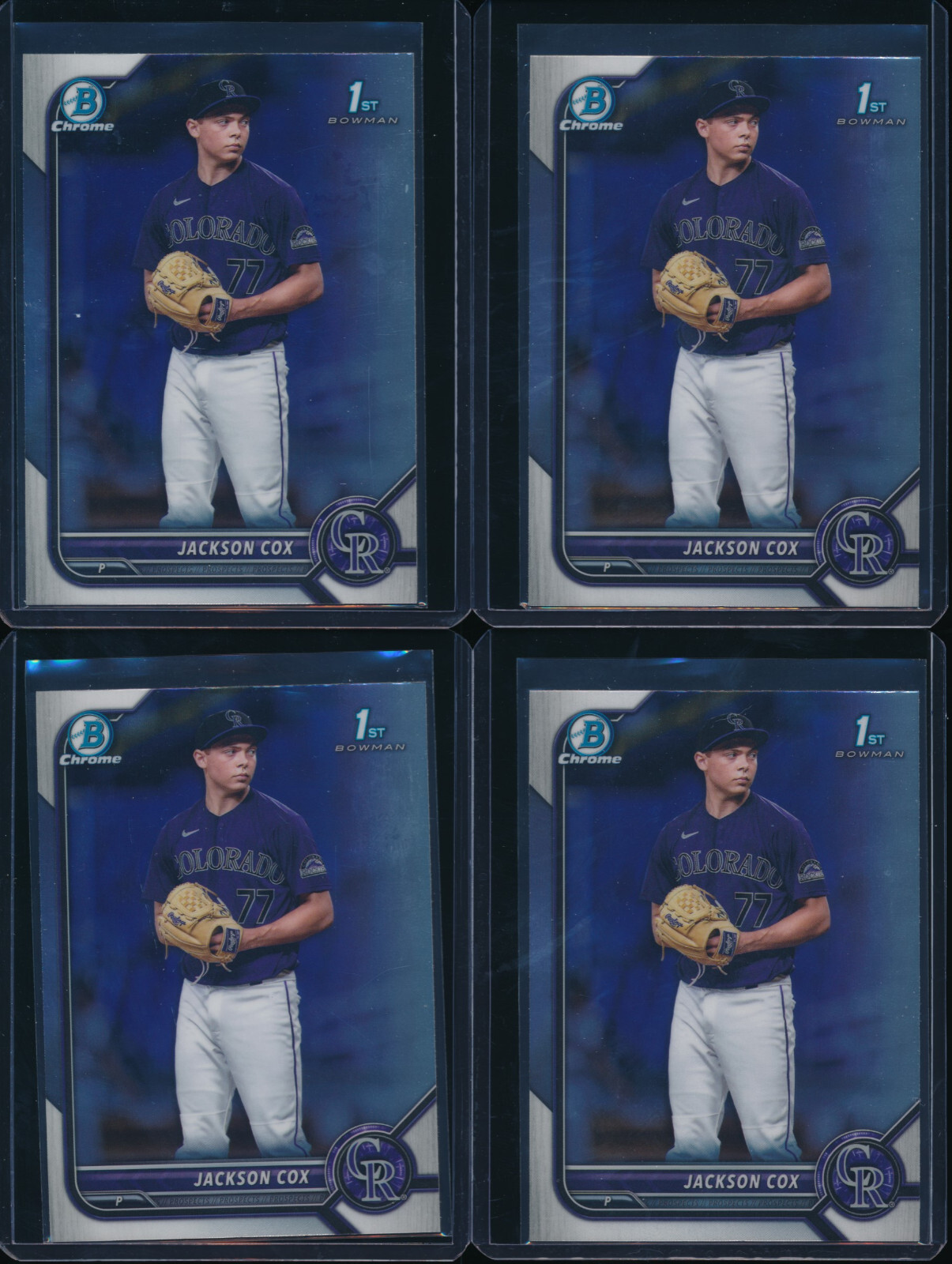 Lot of (4) JACKSON COX 1st 2022 Bowman Chrome Draft ROCKIES Rookie Card ...