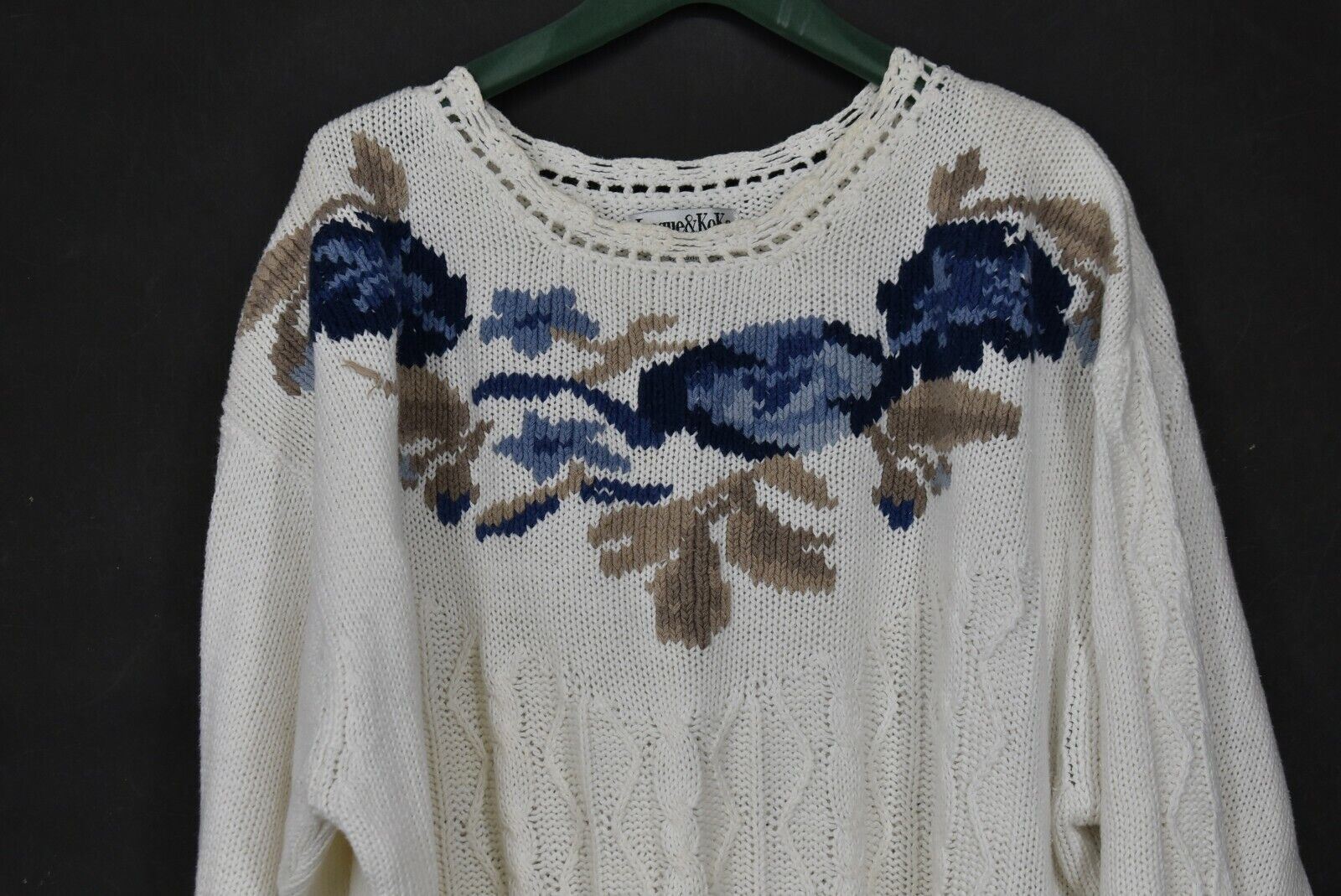 Jacque & KoKo Womens Floral Print Long Sleeve Scoop Neck Knit Sweater ...