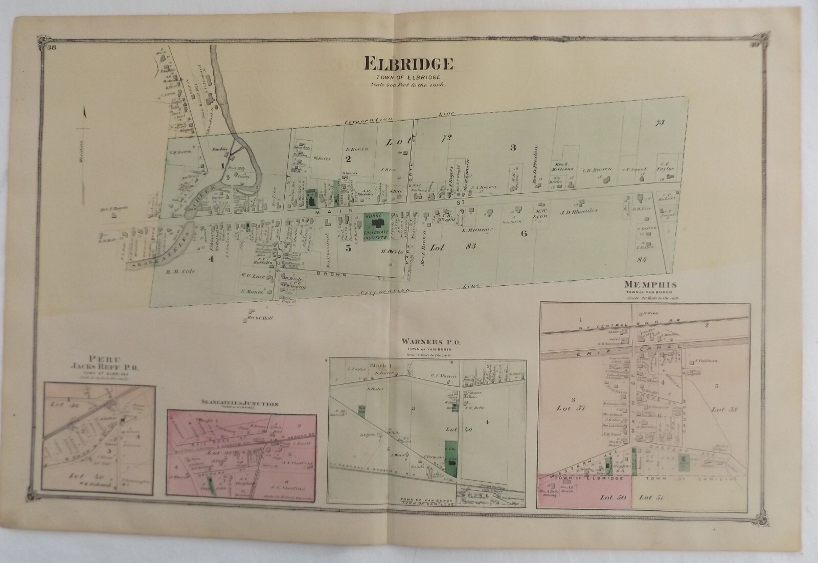 1874 Onondaga County NY "Elbridge Village Jack Reef Memphis Warners ...