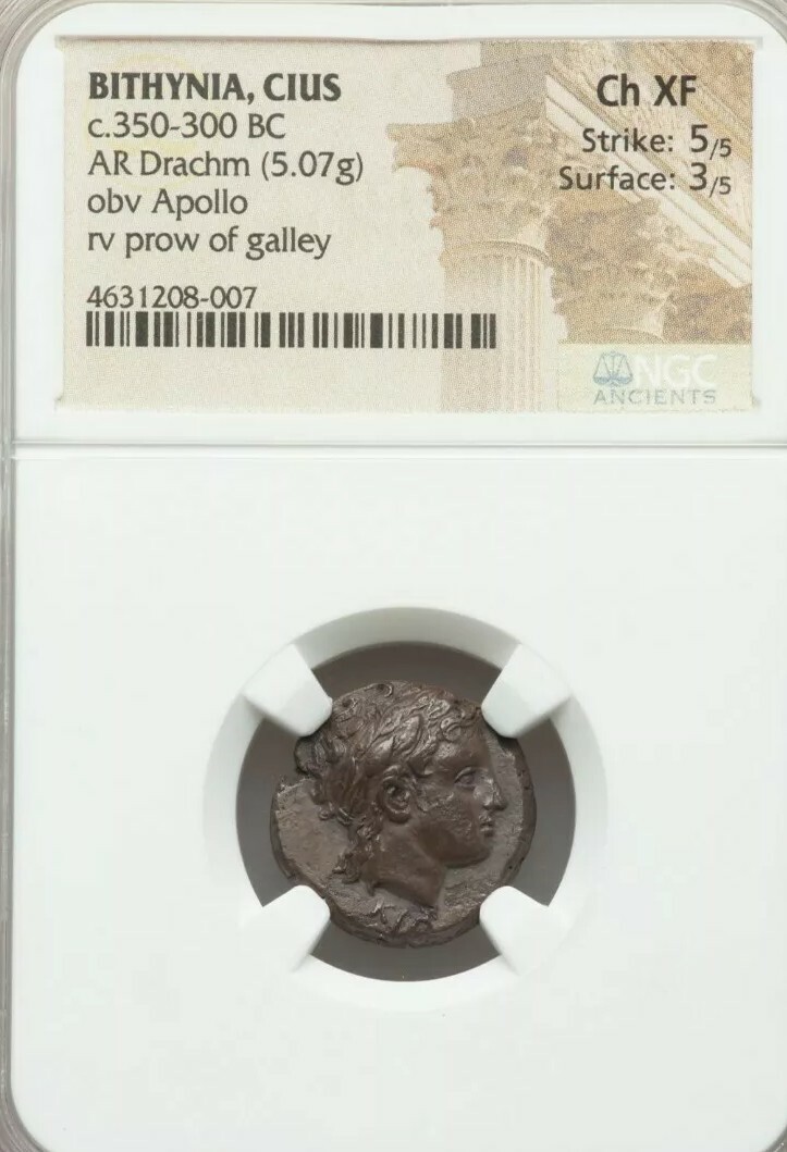 Bithynia Cius Drachm NGC Choice XF APOLLO Ancient Silver Coin Rare! | eBay