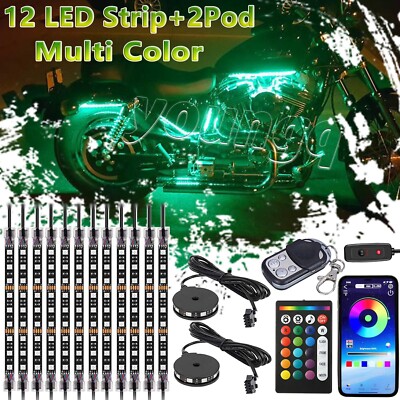 bluetooth Motorcycle LED Strip Accent Underglow Brake Light for Harley ...