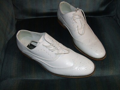 Mens METROCHARM LEATHER White DRESS SHOES 10.5 COUSIN EDDIE CHRISTMAS ...
