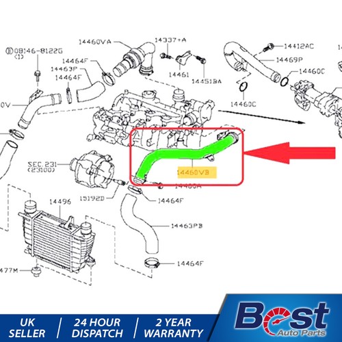 TURBO INTERCOOLER PIPE HOSE FOR NISSAN JUKE NV CUBE 1.5DCI 144601FE0C ...