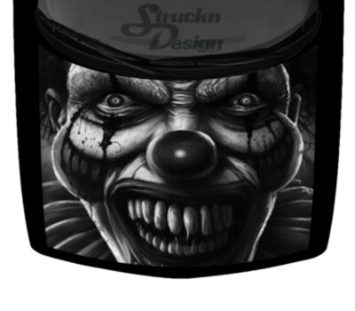 Scary Evil Clown Grayscale Grin Car Truck Hood Wrap Vinyl Graphic Decal ...