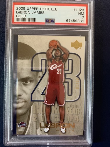 LEBRON JAMES 2005 Upper deck Rookie of the Year #LJ23 GOLD /23 PSA 7 SP ...