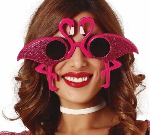 Pink Flamingo Glasses Hawaiian Beach Tropical Fancy Dress Party Specs ...