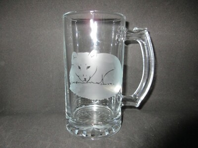 NEW ETCHED ARCTIC FOX GLASS ROOT BEER HANDLED MUG | eBay