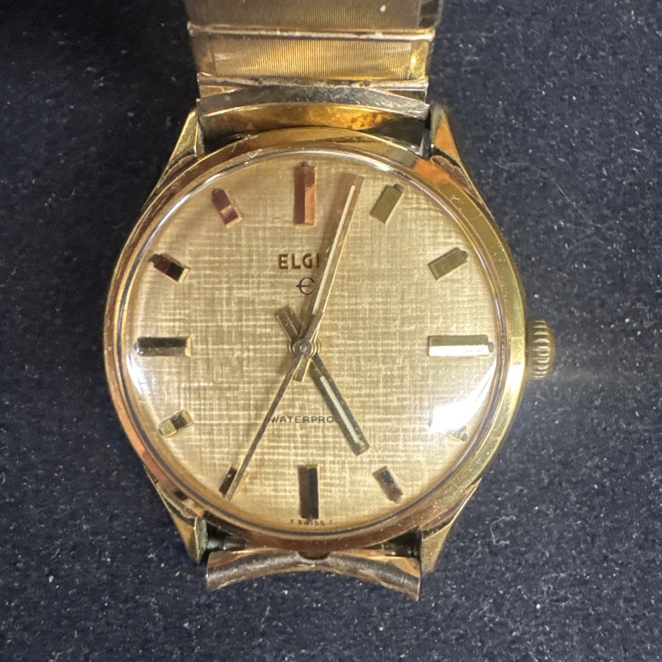 Men's Vintage ELGIN Swiss Mechanical Gold Watch - Works Great! Waterproof | eBay