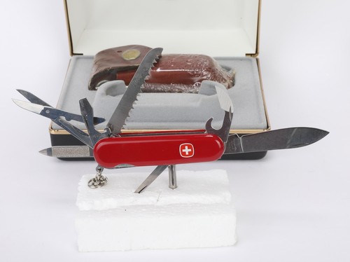 NOS Wenger Handyman Pocket Knife Swiss Army 85MM Red. Sheath & Display ...