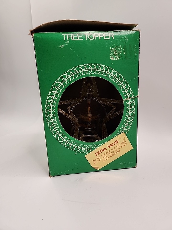 MERRY GLOW STAR Tree Topper Spinning Rotating Sputnik Christmas Spinner ...