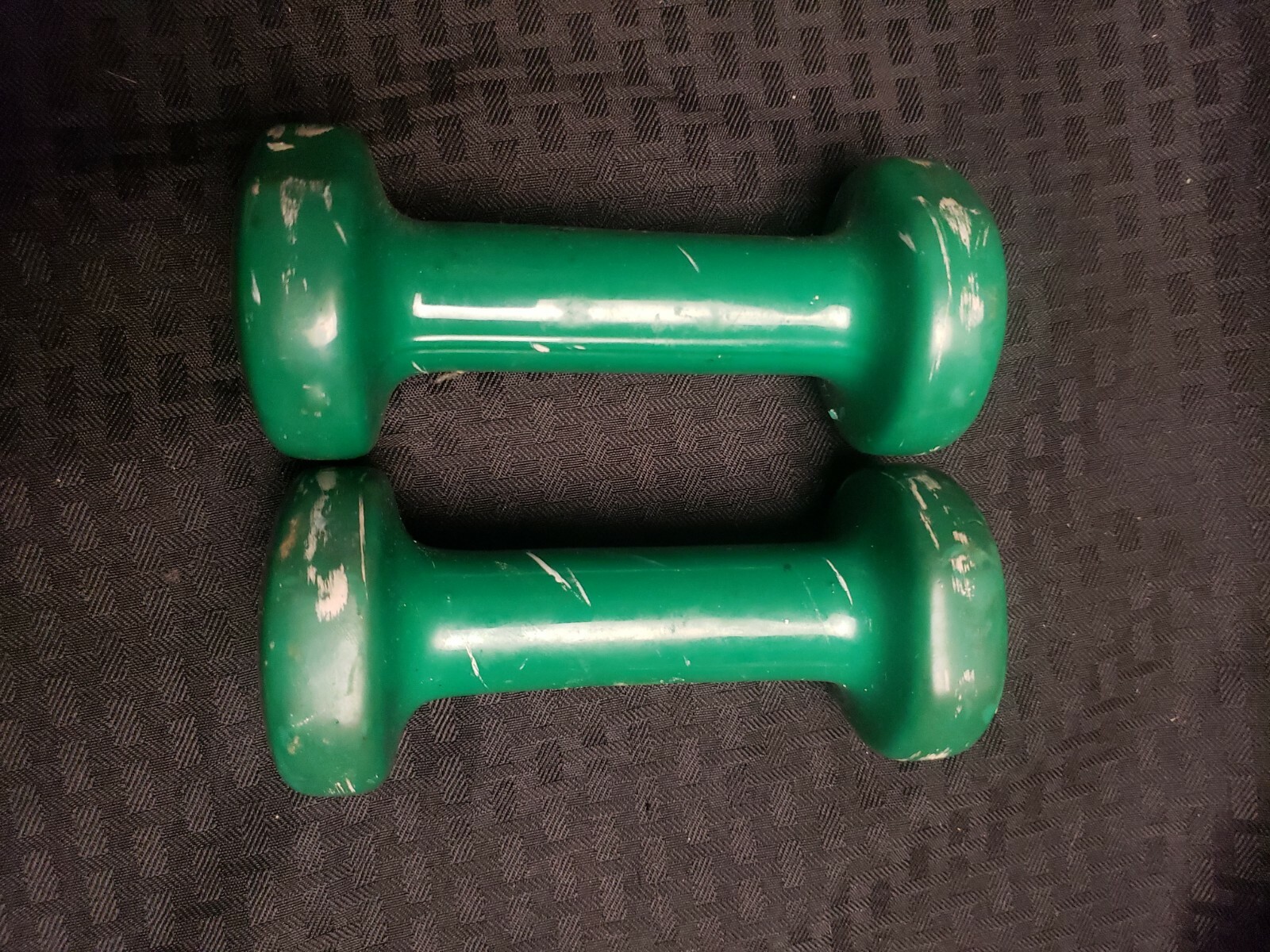 Pair of 3 Pound Dumbbells Dumb Bells 6 pounds Total Green Vinyl Coated ...