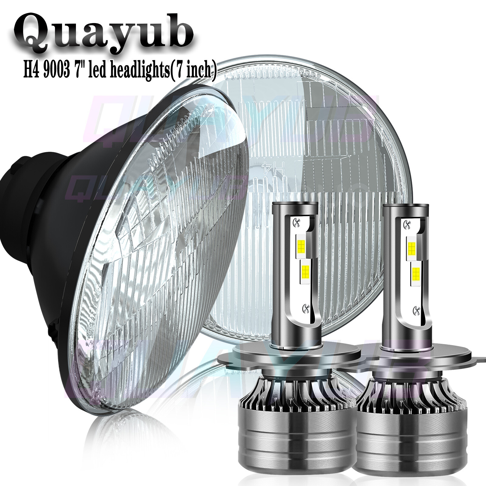 Pair 7inch Round LED Headlights H4 9003 Light Bulb for Chevy C10 C20 ...