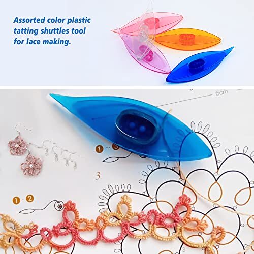 Tatting Shuttle Kit 10 Pcs Plastic Tatting Shuttle With Beading Needles ...