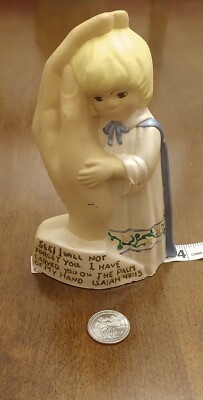 Hand of God Child Statue, Bible verse, caryed on palm of hand, ceramic ...