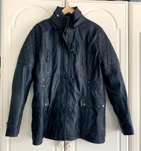 INFINITY Men's Slate Grey Genuine Soft Leather Mid Length Jacket Size ...