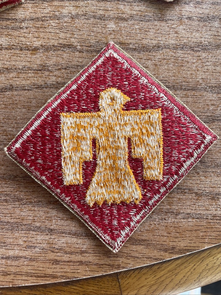 ORIGINAL FULLY EMBROIDERED WW2 45th INFANTRY DIVISION PATCH, OD TWILL ...