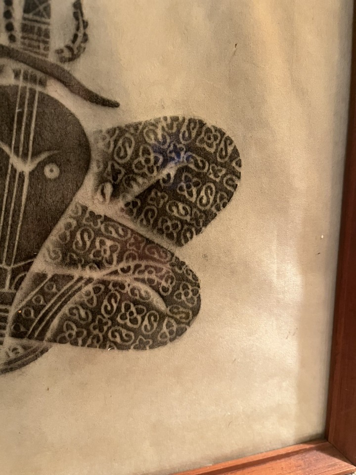 MCM Vintage Thai Temple Rice Paper Rubbing Print Art Wall Hanging ...