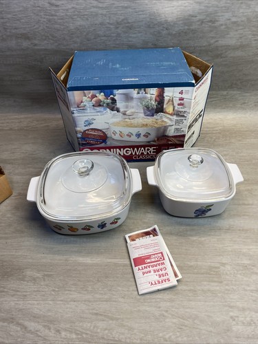 Corning Ware Fruit Basket Pattern Casserole Set Original Box. 1.5 & 2 ...