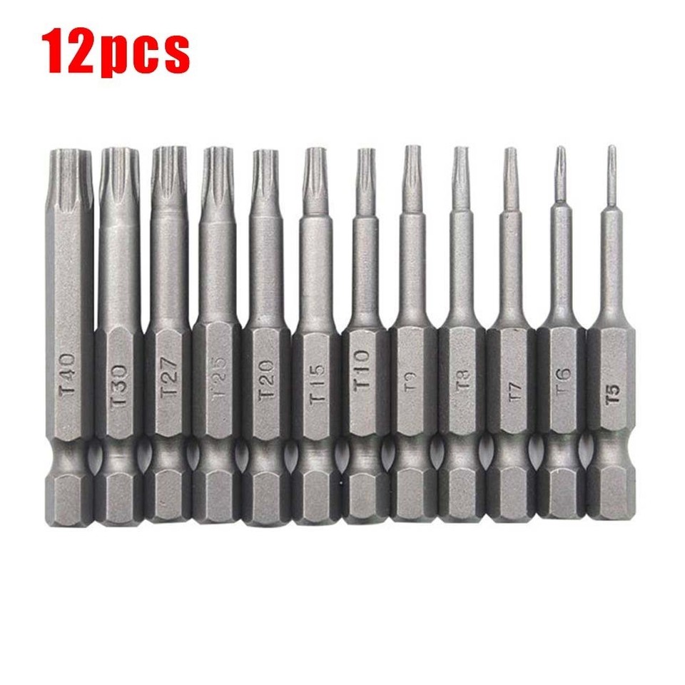 12 X T5-T40 Torx-Bit Set Quick Change Driver Drill Security Tamper ...