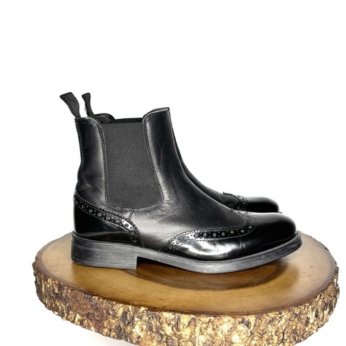 BOEMOS Ankle boot booties Chelsea Leather Black shoe size euro 38 US 7. ...