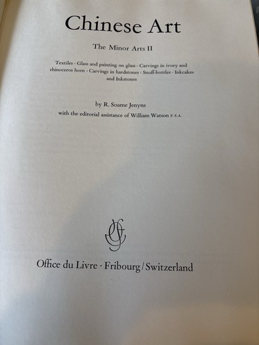 Chinese Art: The Minor Arts II Author R. Soame Jenyns Hardback Copy ...