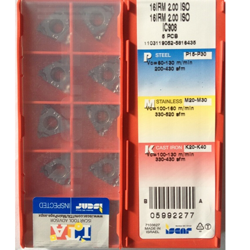 ISCAR 16IRM 2.00ISO IC908 CNC carbide inserts Indexable Threaded ...