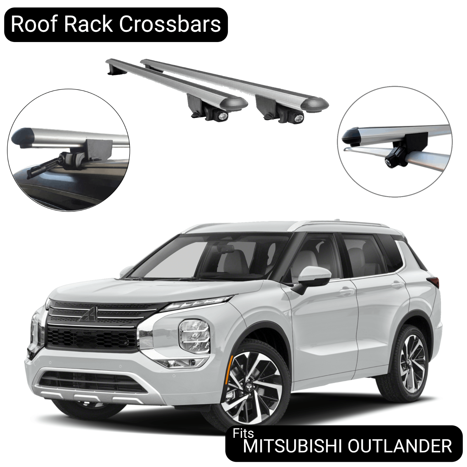 Fits Mitsubishi Outlander - Roof Rack Cross Bars - Box Carrier -Silver ...