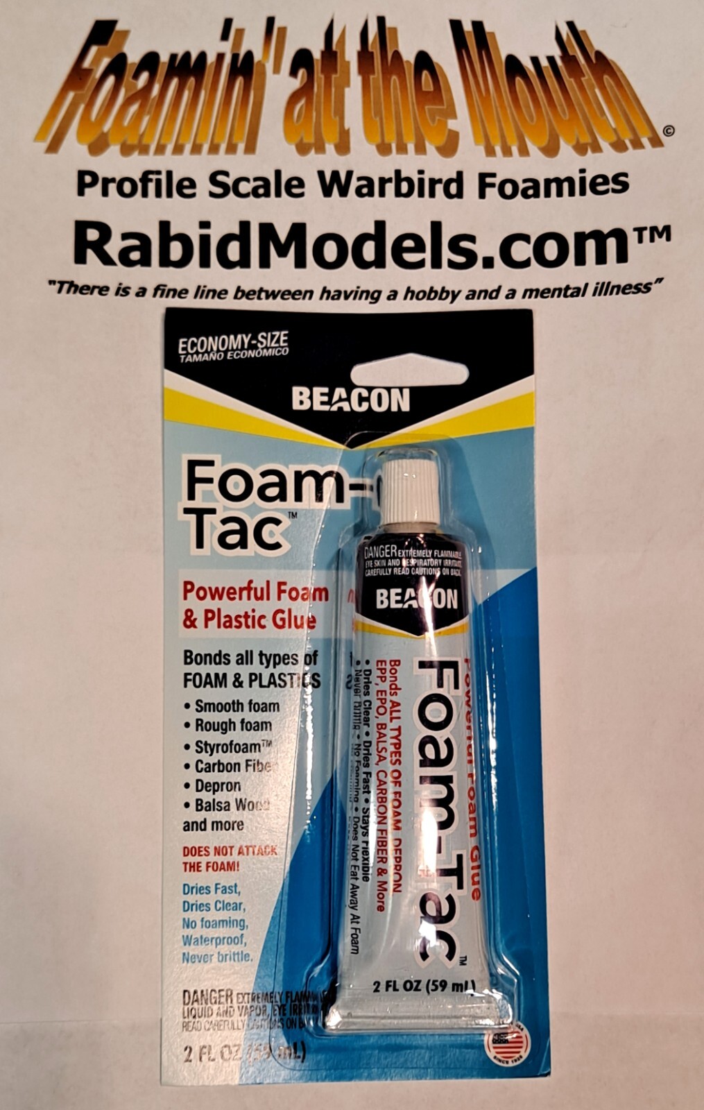 2 oz Tube BEACON FOAM-TAC GLUE with 2 CUSTOM NOZZLES fast, flexible ...