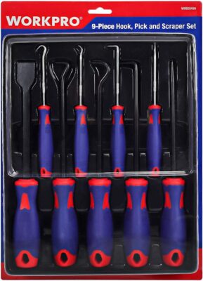 WORKPRO Precision Pick Hook Set 9Piece w/Scraper Automotive Electronic ...