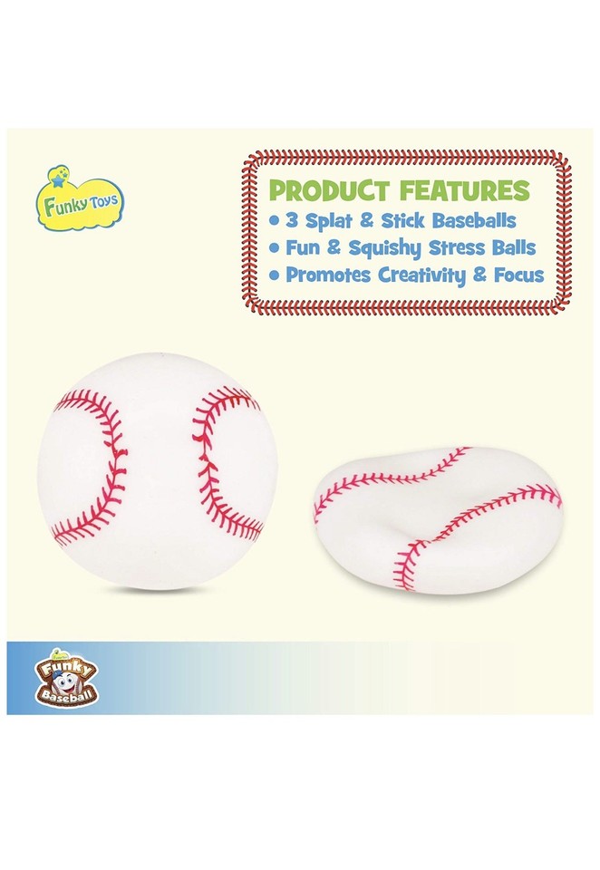 Squish ‘N’ Stick Lumpy Baseballs | 3 Pack | Pull Stretch Squishy, Hard ...