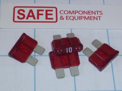 BK/ATC-10 ATC 10-Amp QTY-4 RED Blade Fuse Spade Test Points Tin Zinc ...