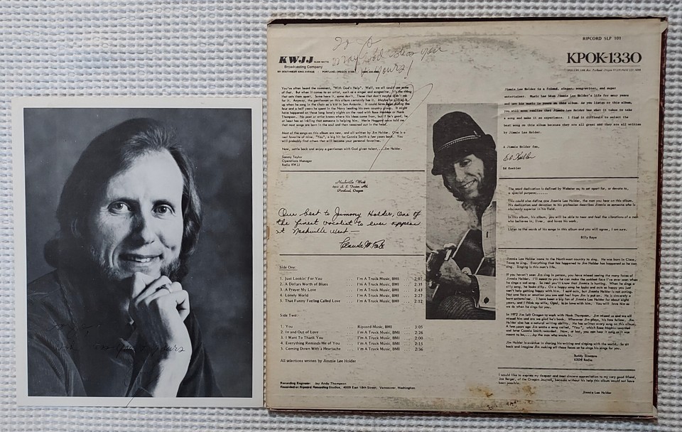 JIMMIE LEE HOLDER And You Orig RIPCORD Autographed Oscure Country LP ...
