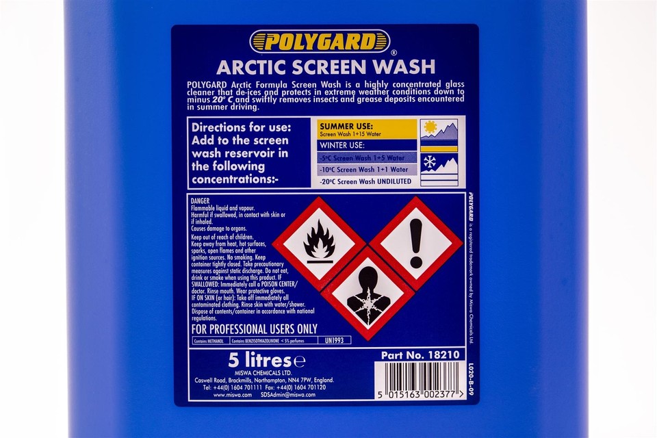 4 x Polygard Arctic Screenwash Concentrated Screen Wash Polyguard Non ...