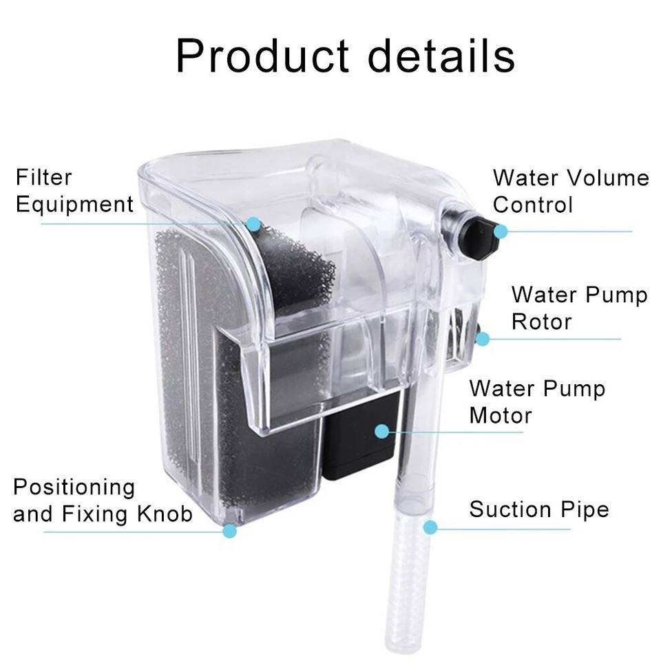 Aquarium Waterfall Filter Pump Fish Tank Hang External Oxygen Pump ...