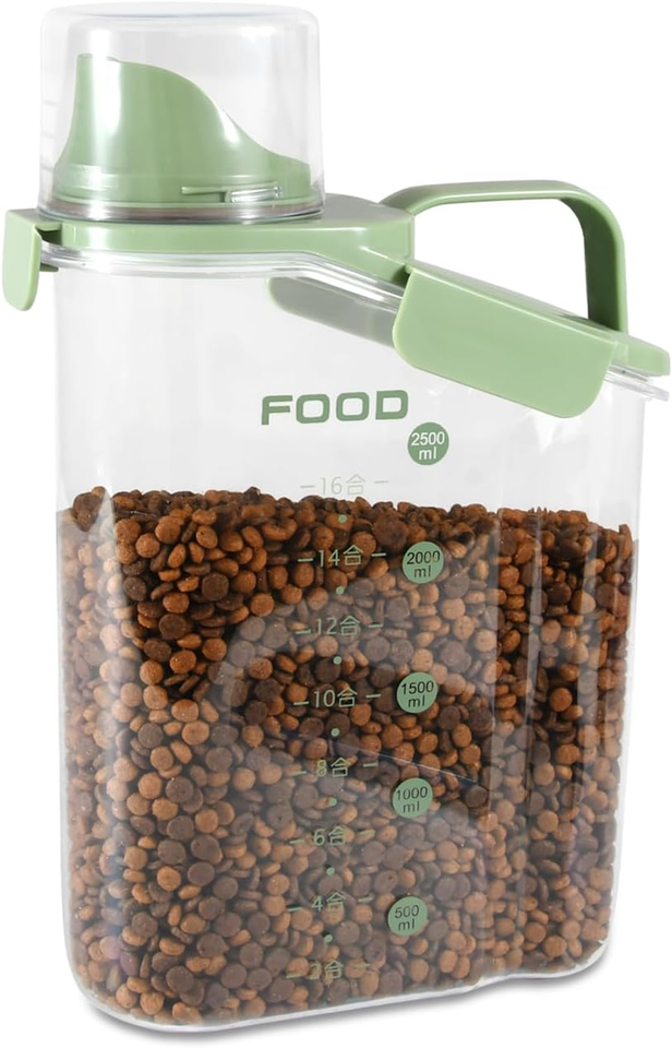 Dog & Cat Food Storage with Airtight Pour Spout & Measuring Cups ...