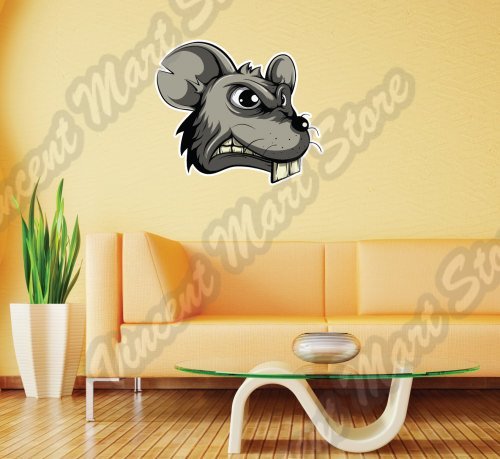 Angry Mouse Head Rat Mice Funny Cartoon Wall Sticker Room Interior ...