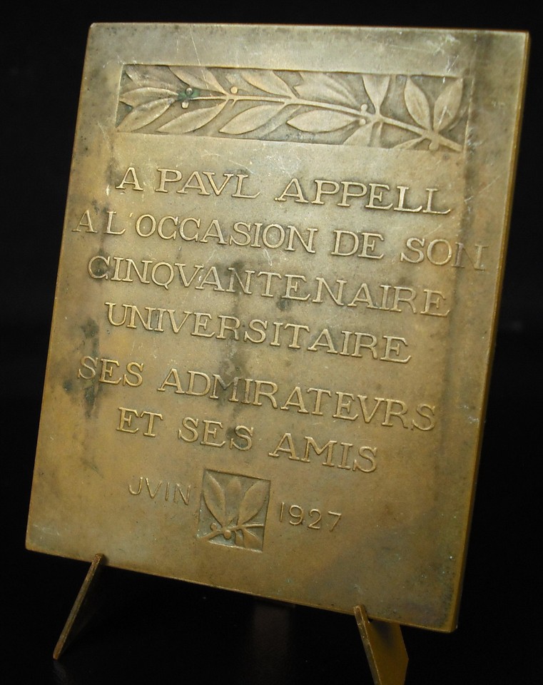 Médaille Paul Appell mathématicien, pour Dreyfus géométrie projective ...