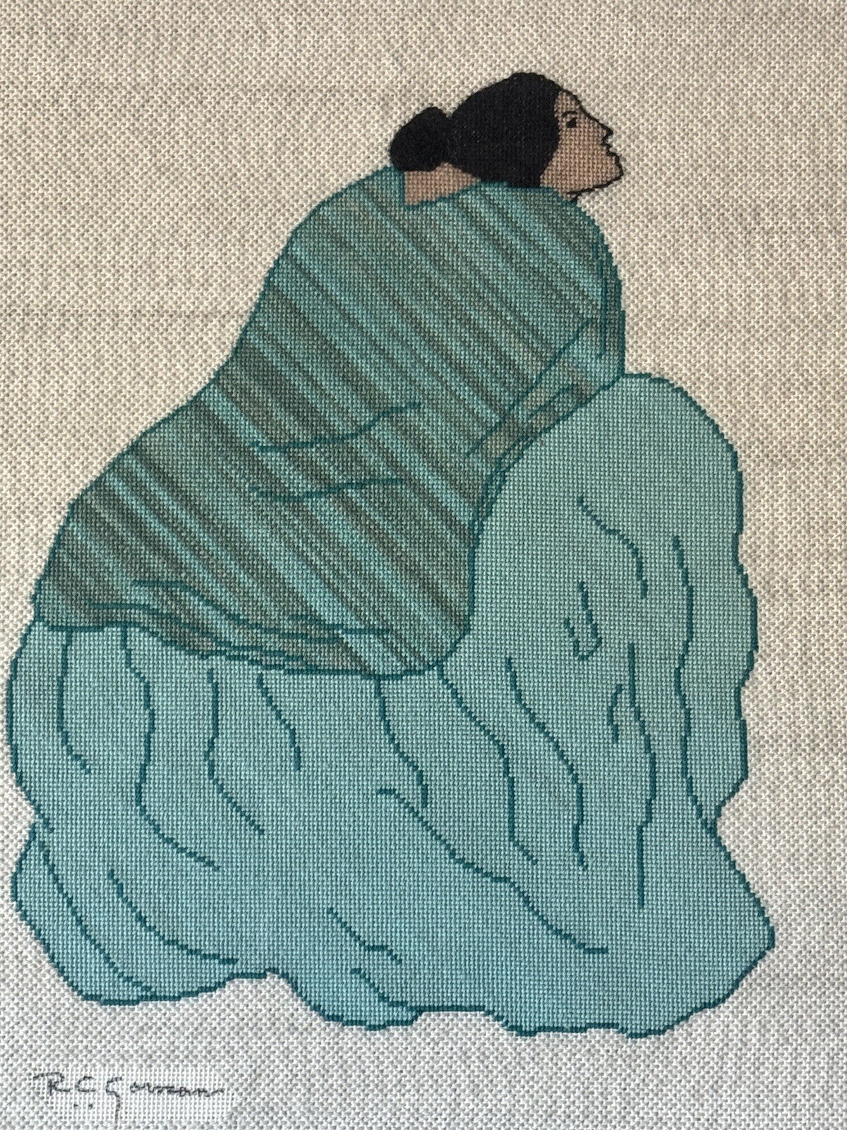 RC GORMAN ANTIQUE NATIVE AMERICAN NAVAJO INDIAN NEEDLEPOINT TAPESTRY ...